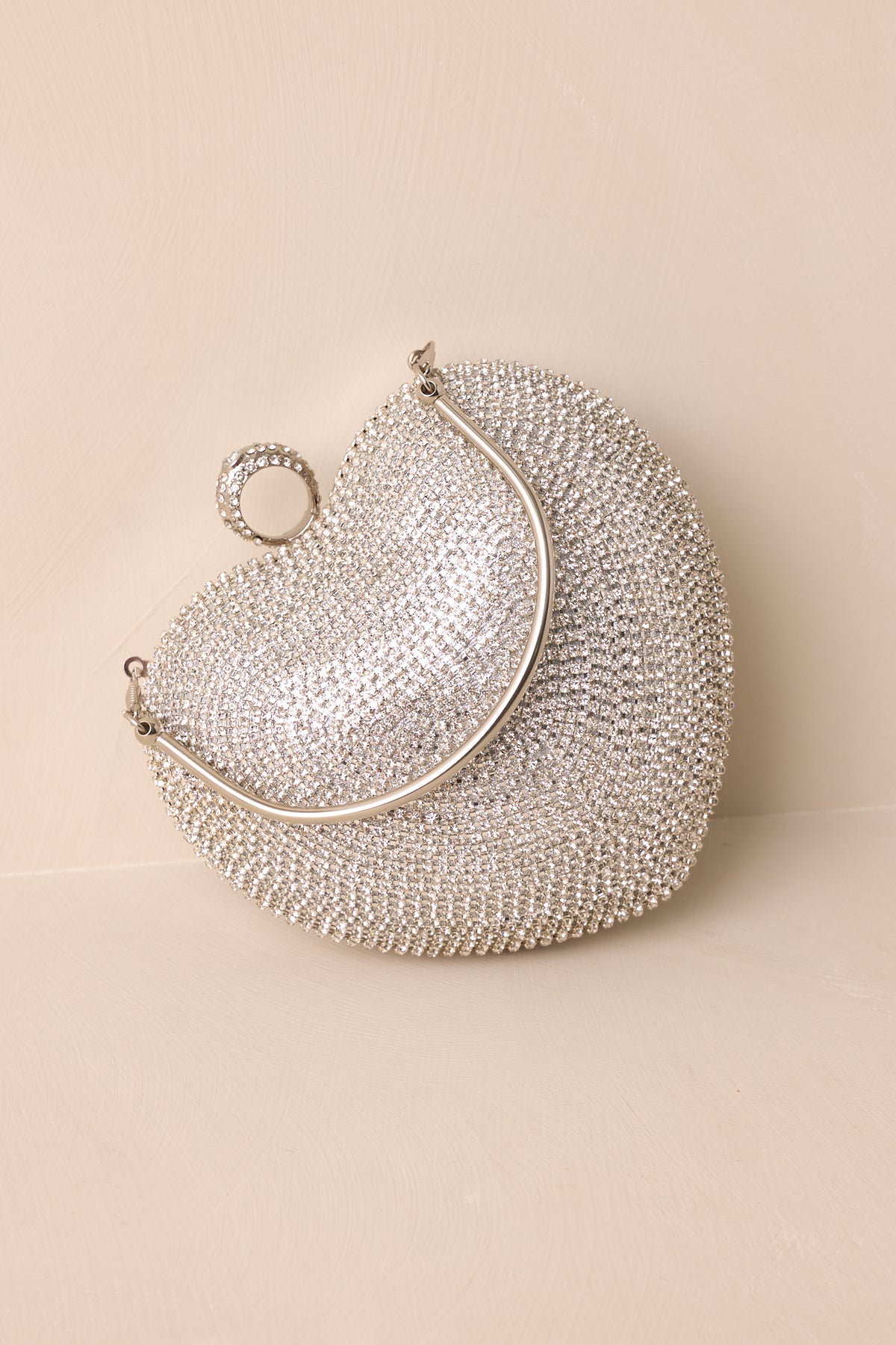 Silver Rhinestone Heart Clutch - All Accessories | Red Dress