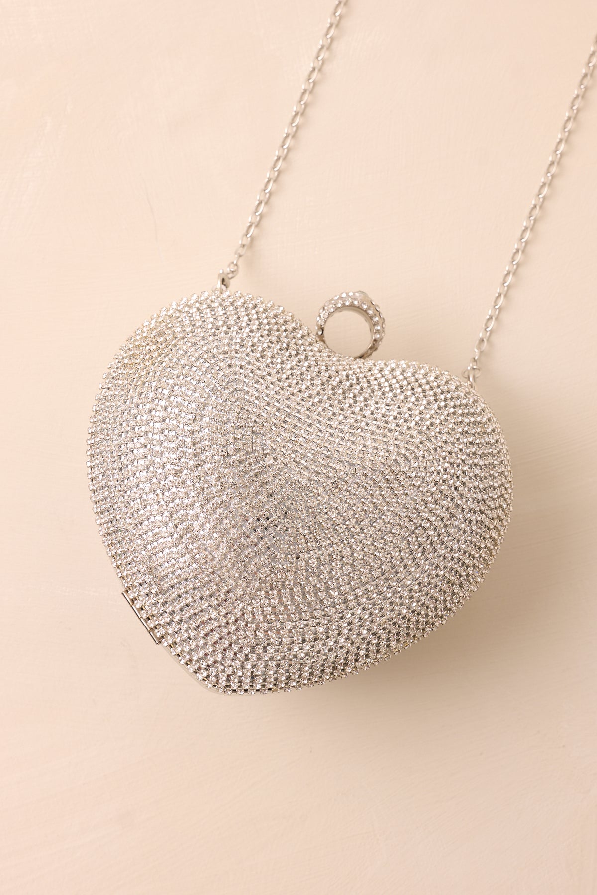 Silver Rhinestone Heart Clutch - All Accessories | Red Dress