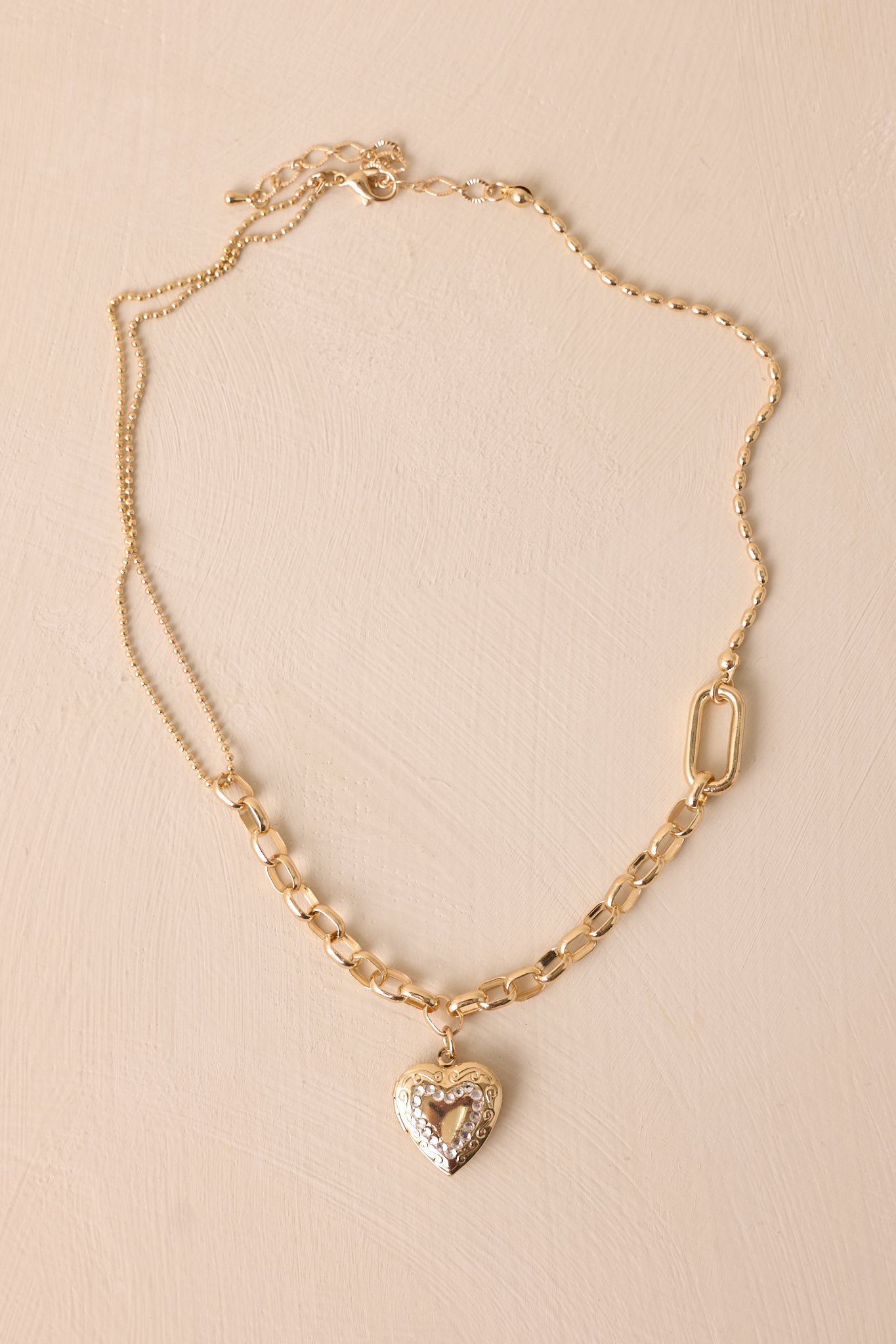 Gold Heart Locket Necklace - All Jewelry | Red Dress