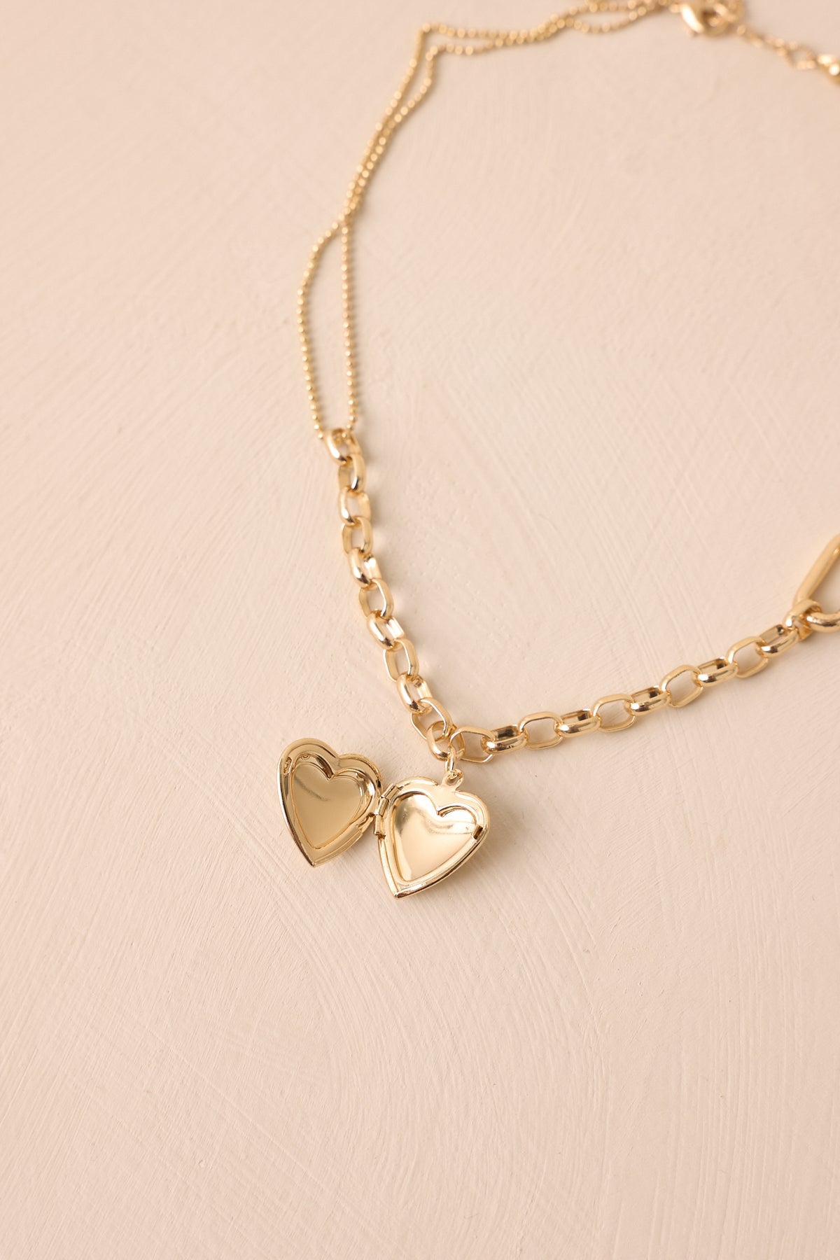 Gold Heart Locket Necklace - All Jewelry | Red Dress