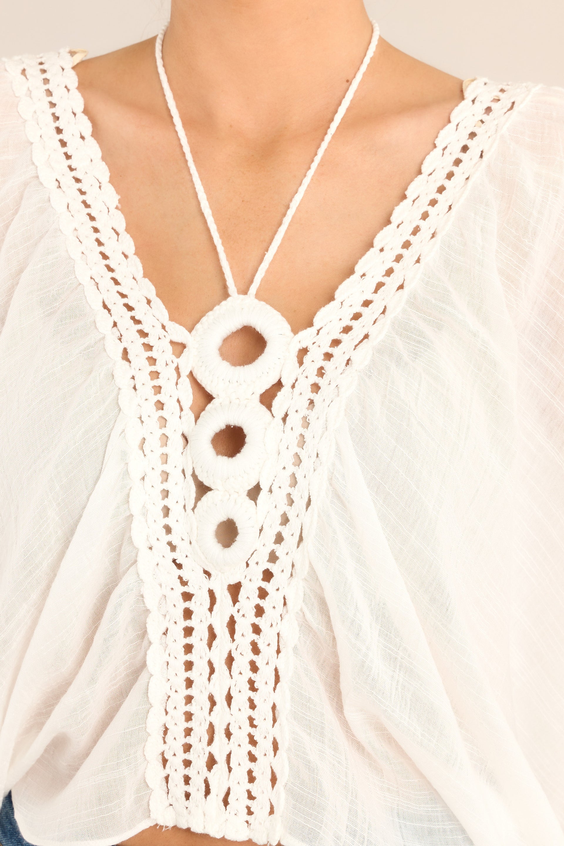 Flowy White Crochet Top - All Tops | Red Dress