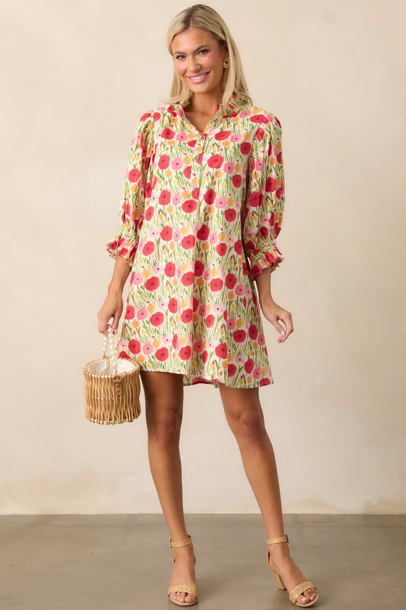 Red Floral Mini dress - All Dresses | Red Dress