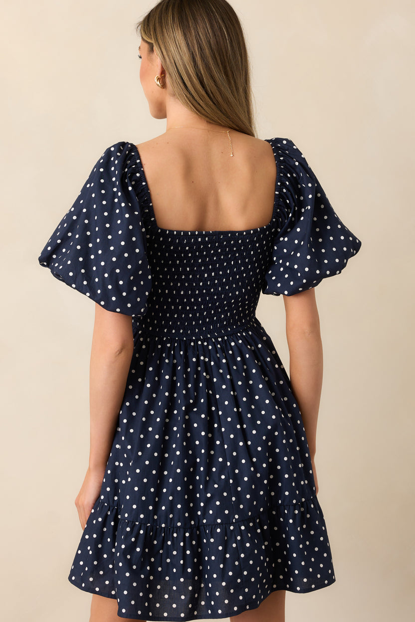 Navy Polka Dot Mini Dress - All Dresses | Red Dress