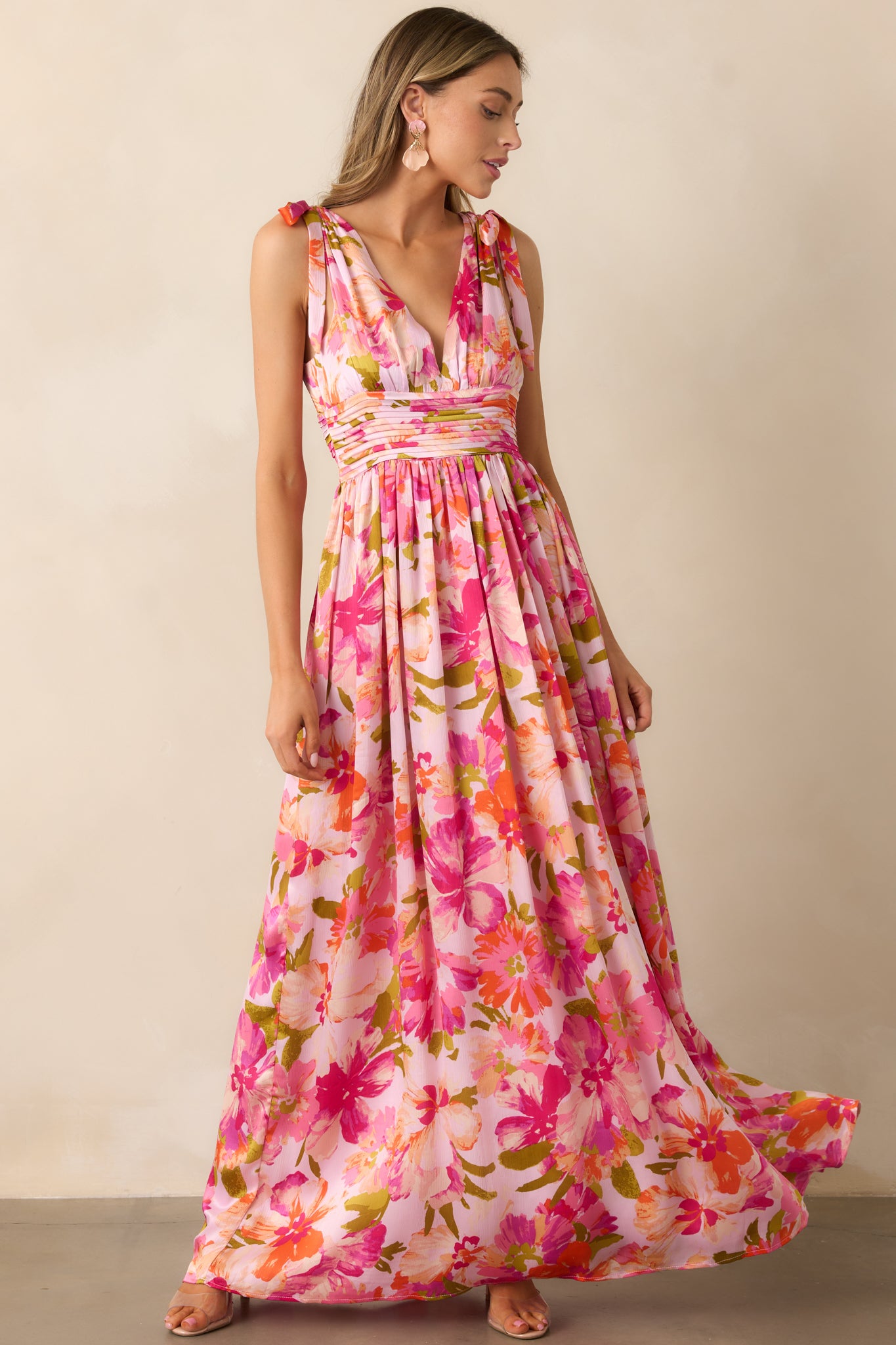 Pink Multi Floral Maxi Dress - Event Dresses | Red Dress
