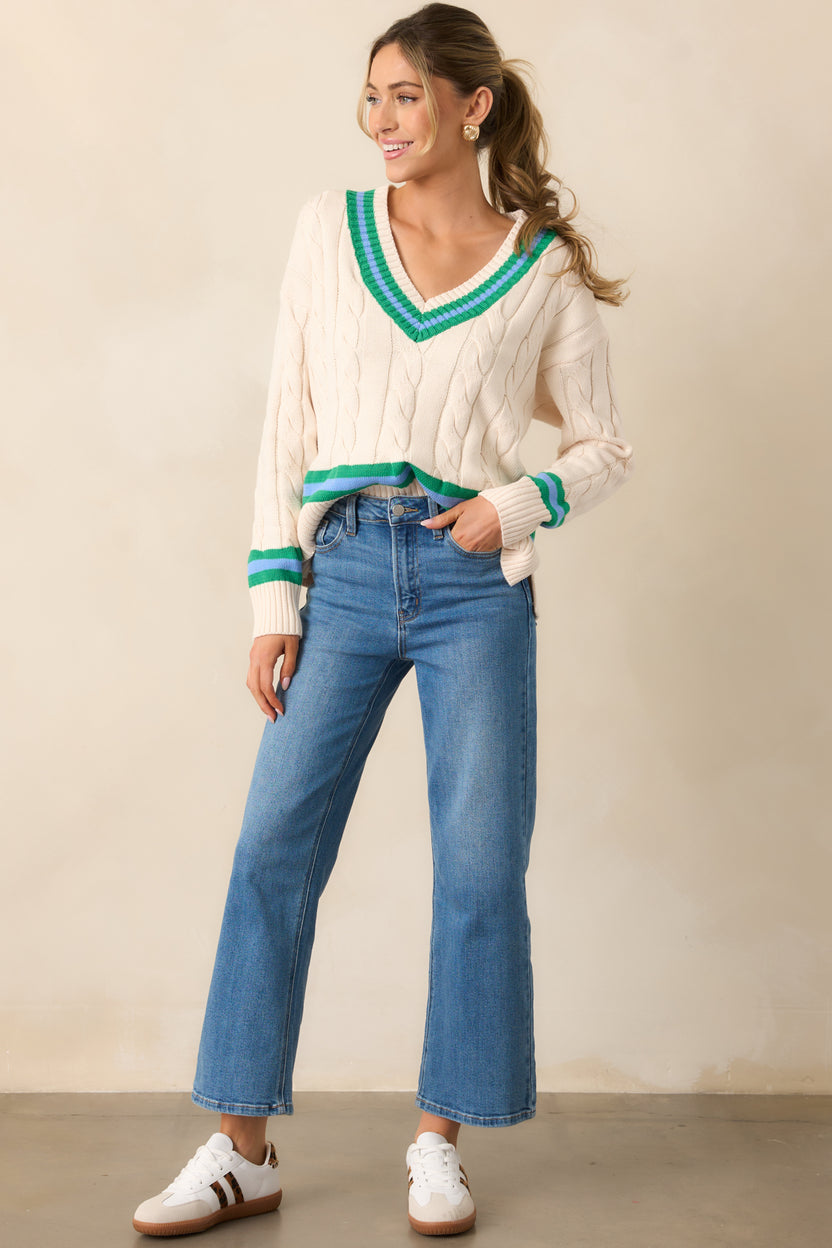 Medium Wash Cropped Wide Leg Jeans - All Denim | Red Dress