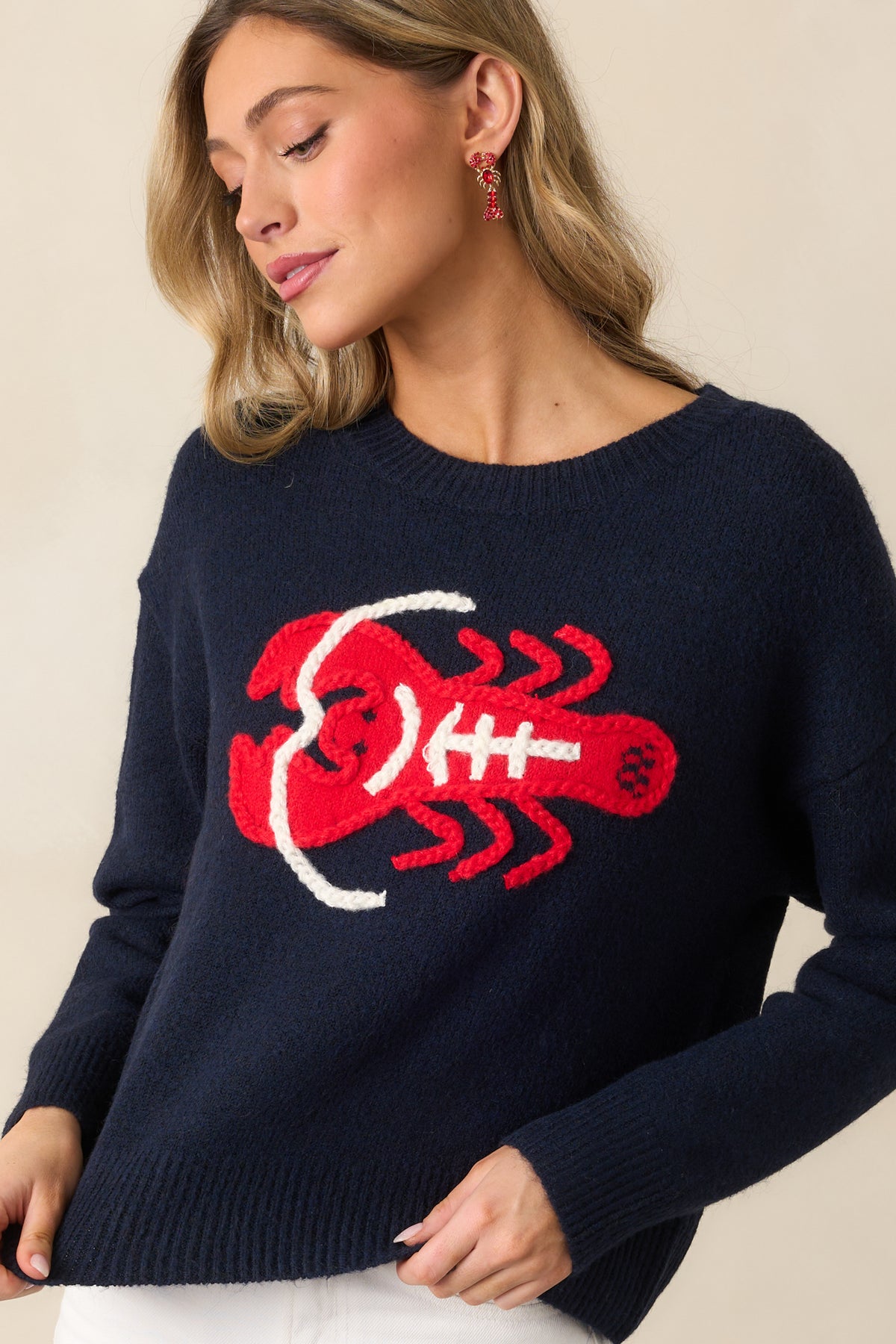 Navy Lobster Sweater - All Tops | Red Dress