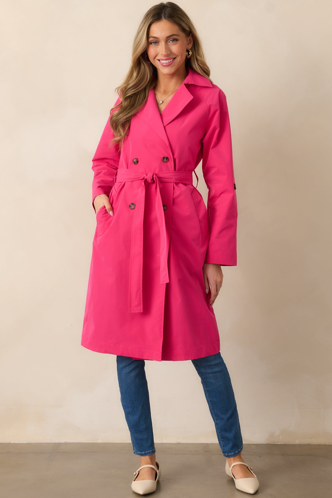 Magenta Trench Coat - All Outerwear | Red Dress