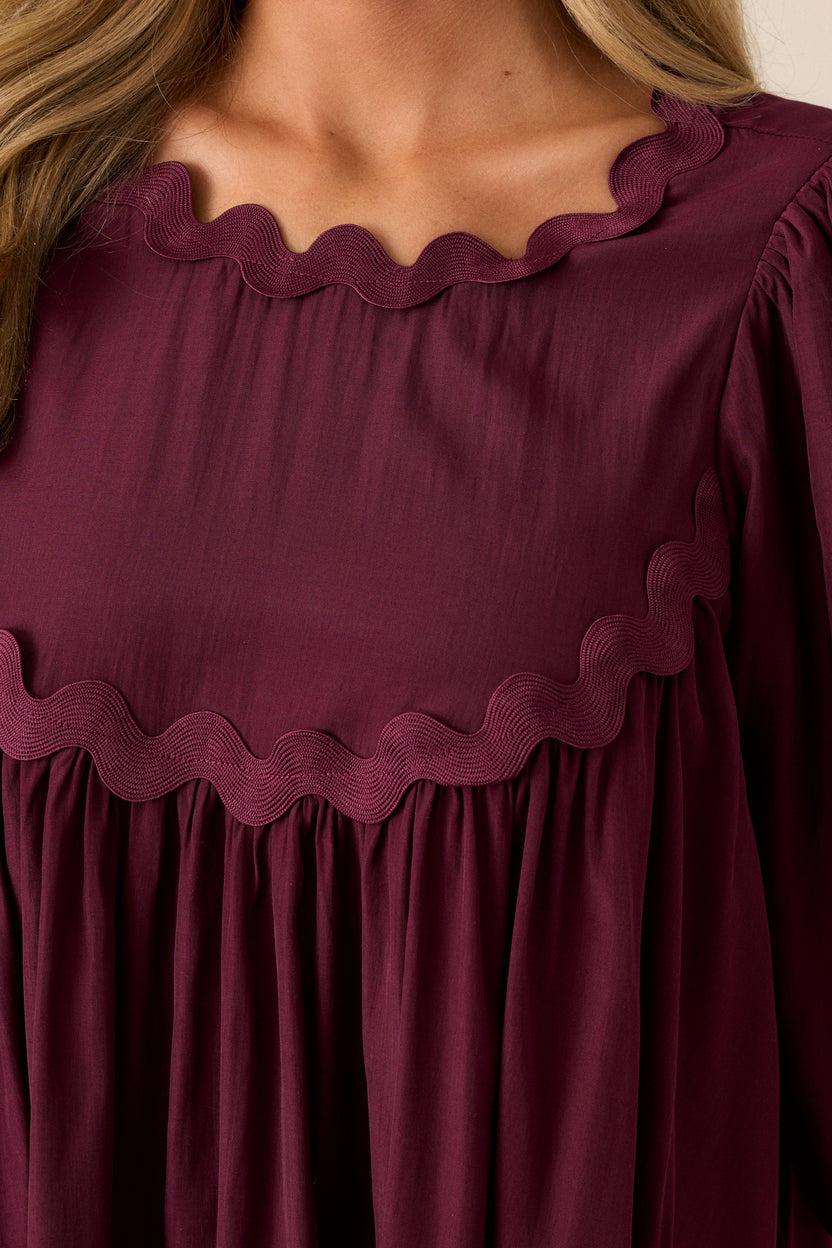 Dark Sangria Purple Ric Rac Blouse - All Tops | Red Dress