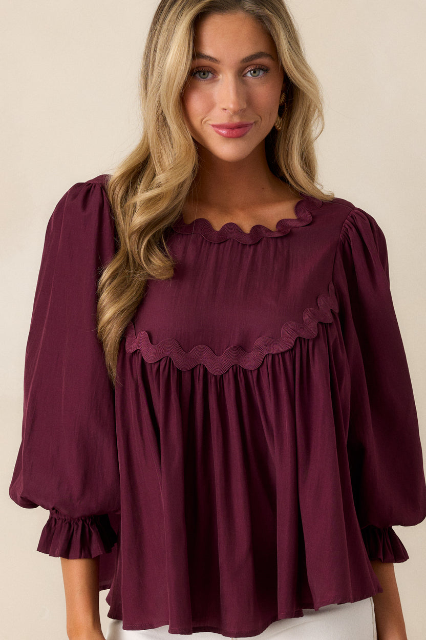 Dark Sangria Purple Ric Rac Blouse - All Tops | Red Dress