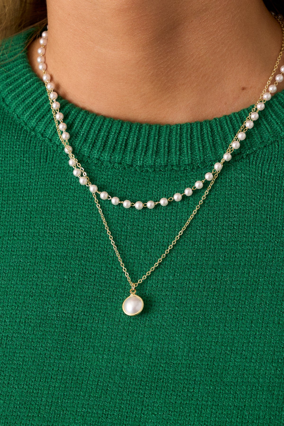 Ivory Pearl Layered Necklace - All Jewelry | Red Dress
