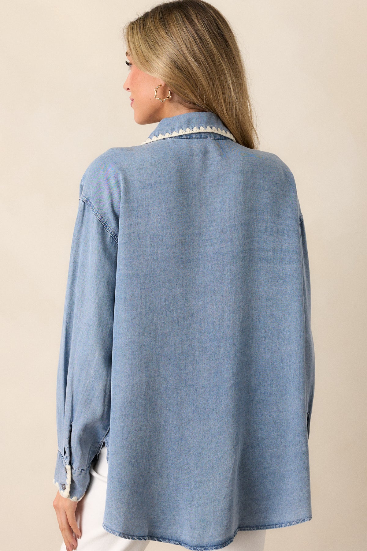 Light Chambray Button Front Top - Casual Tops | Red Dress