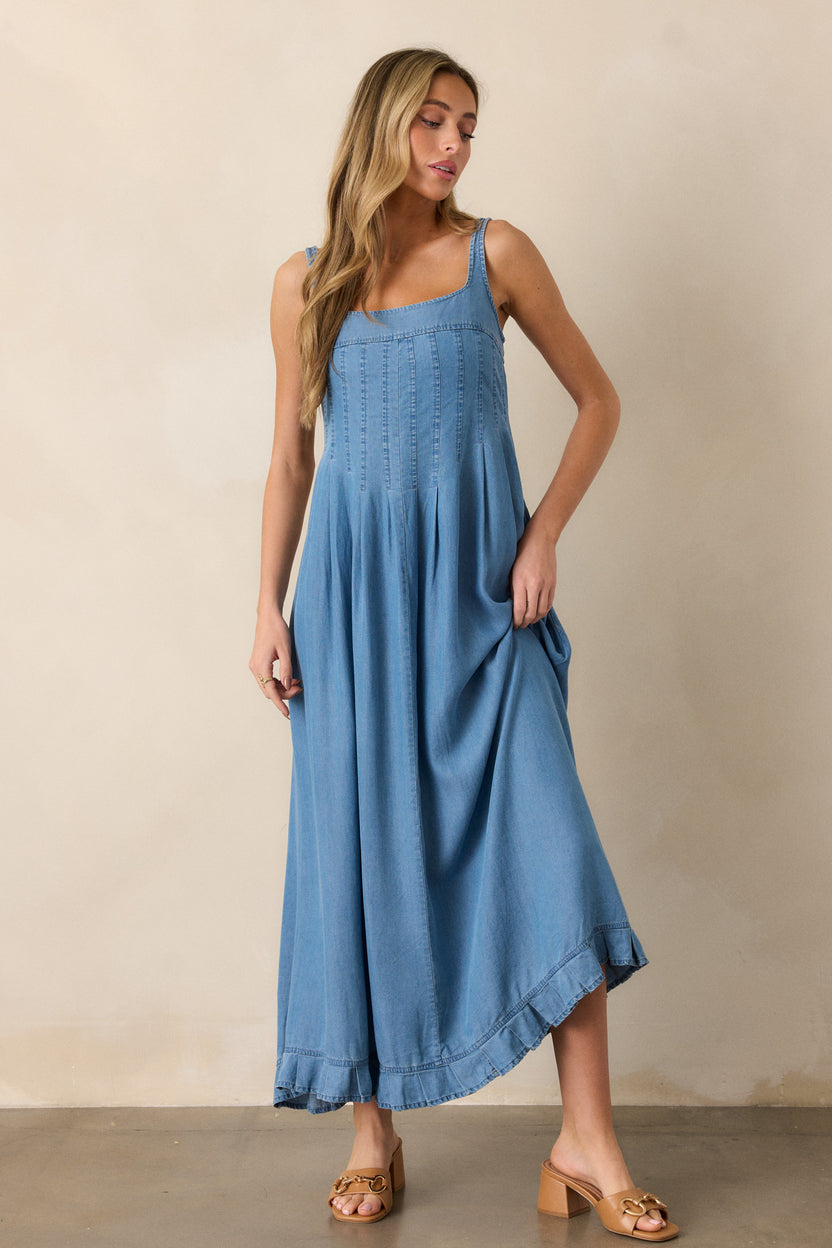 Chambray Blue Maxi Dress - All Dresses | Red Dress