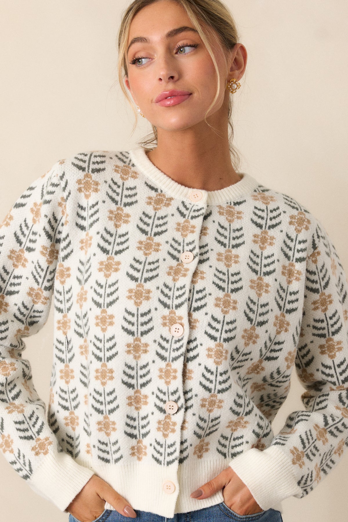 Charming Ivory Button Front Cardigan - All Outerwear | Red Dress