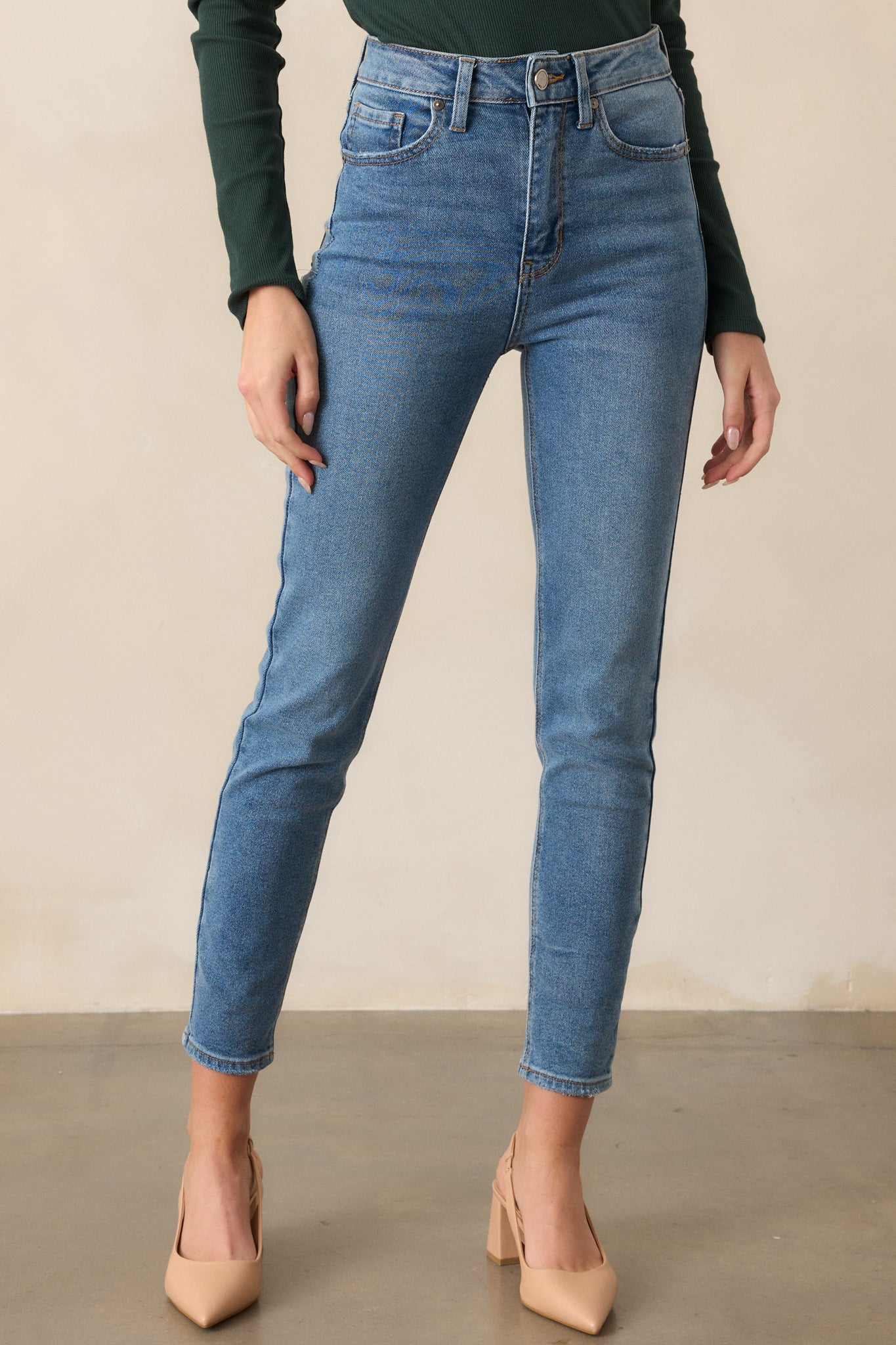 Medium Wash Clean Skinny Jeans - Basics | Red Dress