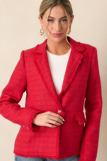 Red Tweed Blazer - All Outerwear | Red Dress