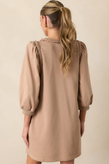 100% Cotton Tan Mini Dress - All Dresses | Red Dress