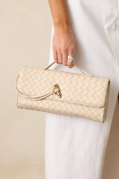 Ivory Woven Handbag - All Accessories | Red Dress