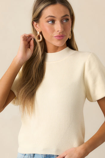 Ivory Short Sleeve Knit Top - All Tops | Red Dress