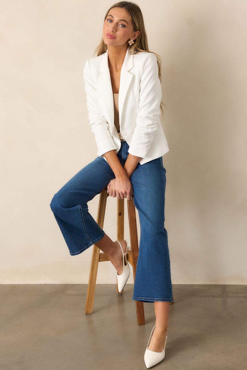 Dark Wash Cropped Wide Leg Jeans- All Denim | Red Dress