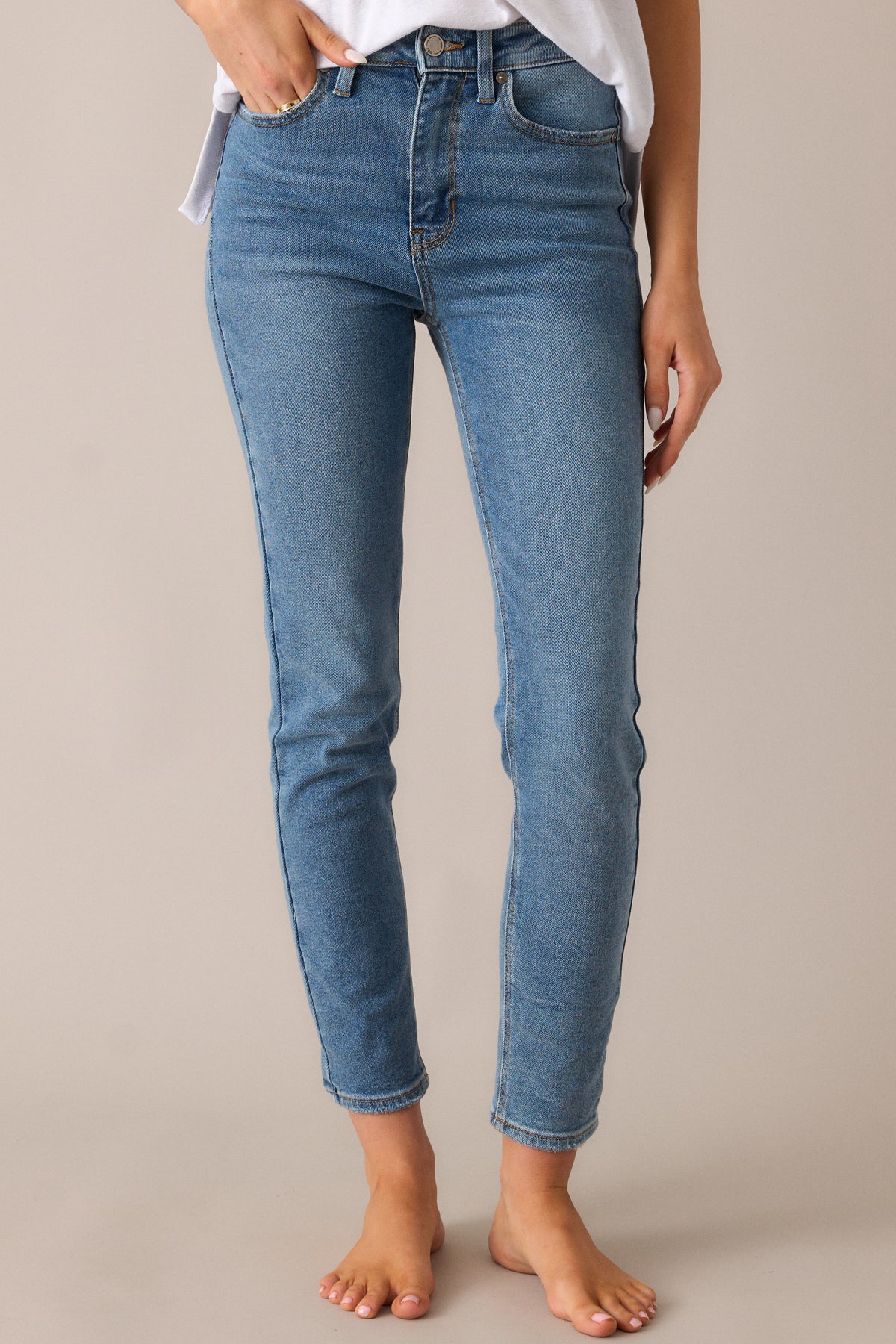 Medium Wash Clean Skinny Jeans - Basics | Red Dress