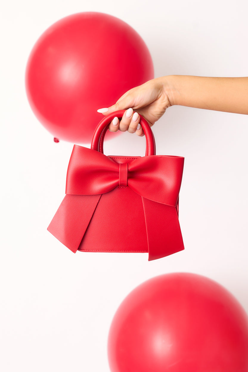Red Faux Leather Handbag - All Accessories | Red Dress