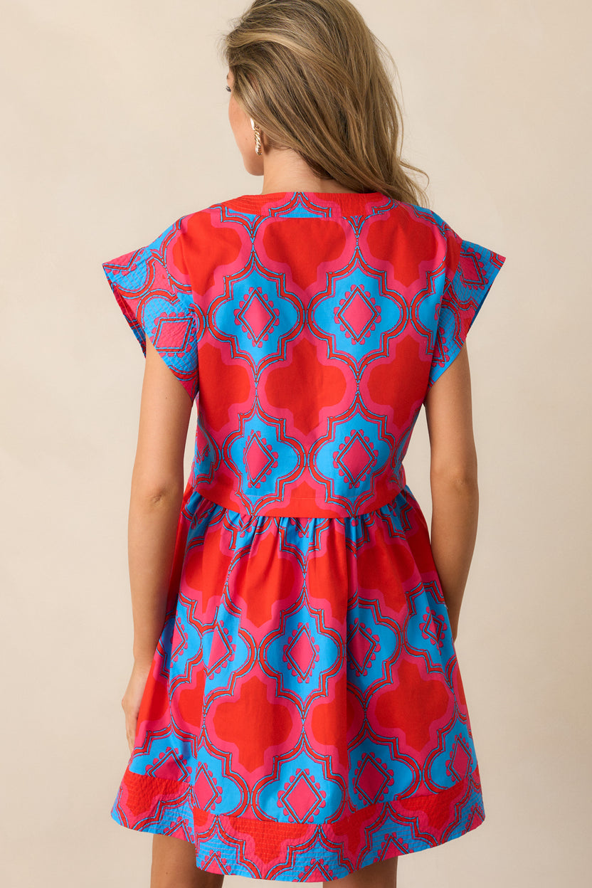 Doing Better Cotton Red Print Mini Dress