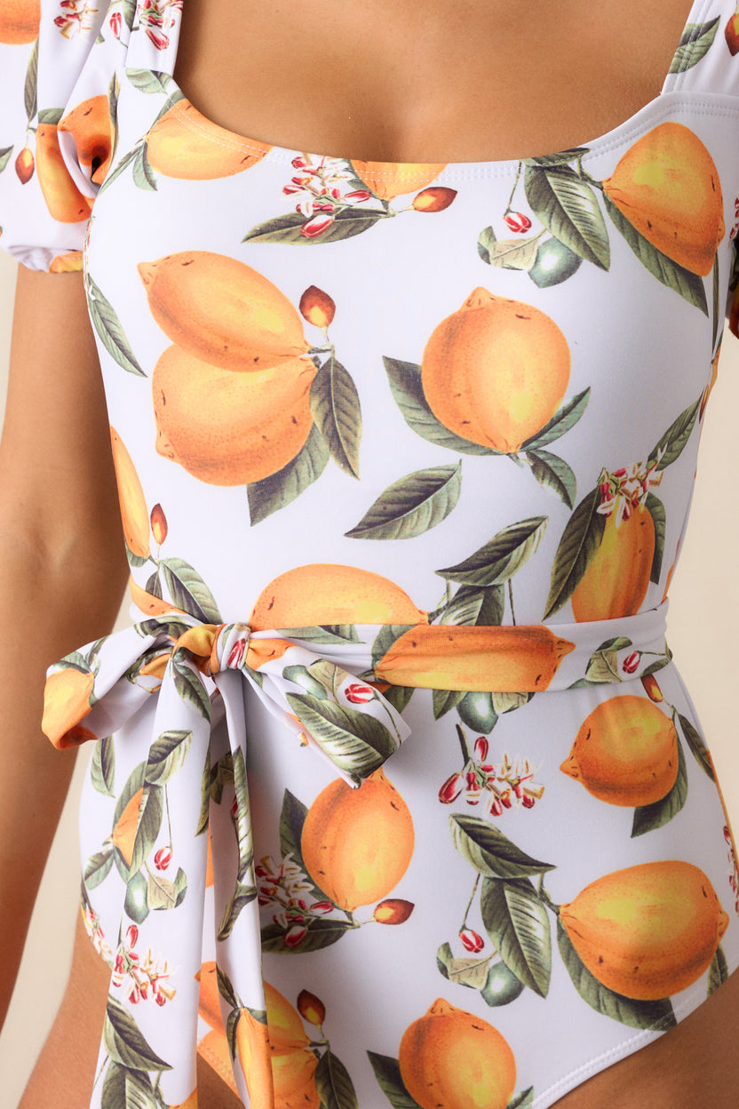 Citrus Orange Short Sleeve One Piece Swimsuit - All Swim | Red Dress