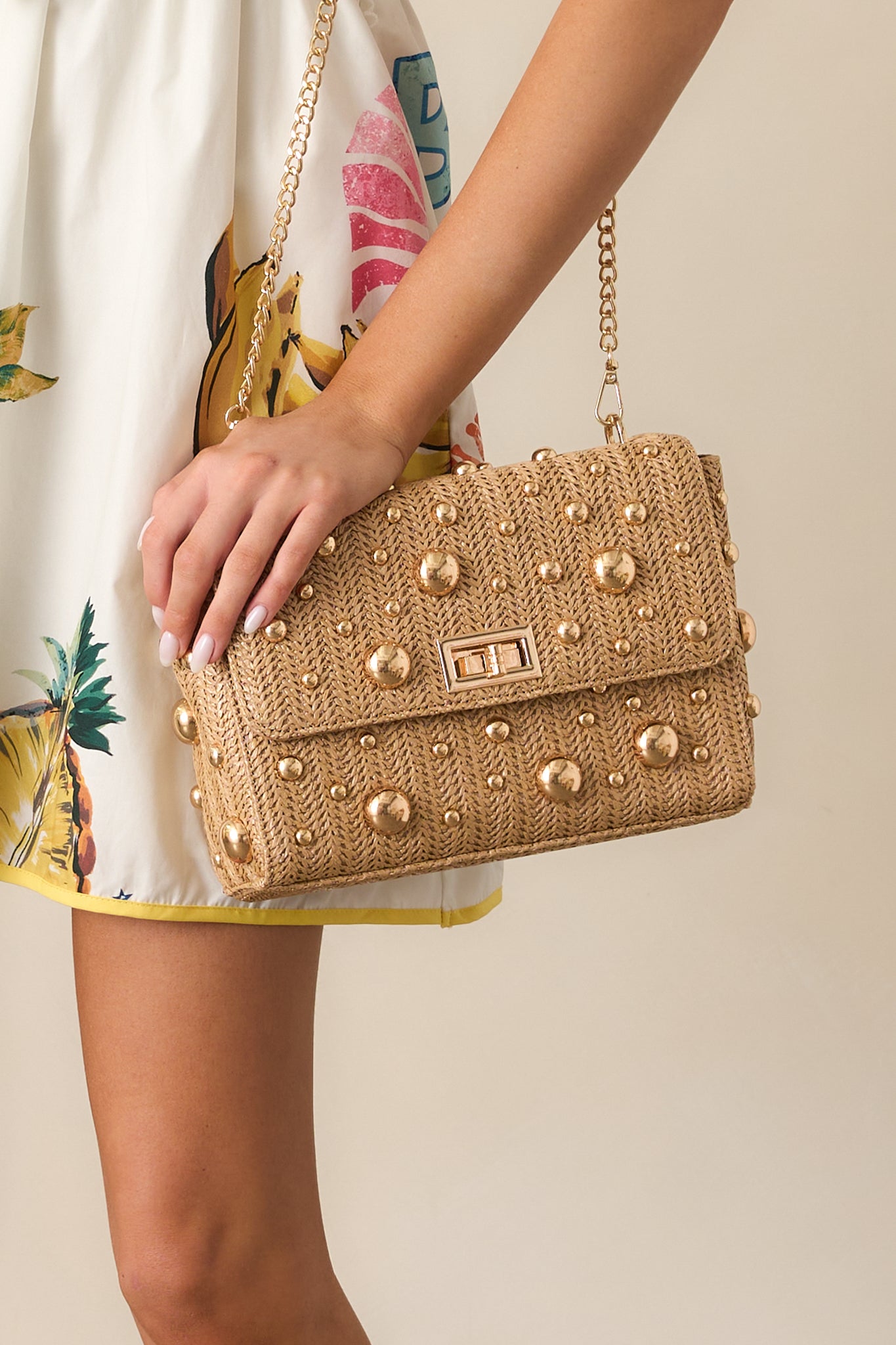 Khaki Rattan Handbag - All Accessories | Red Dress