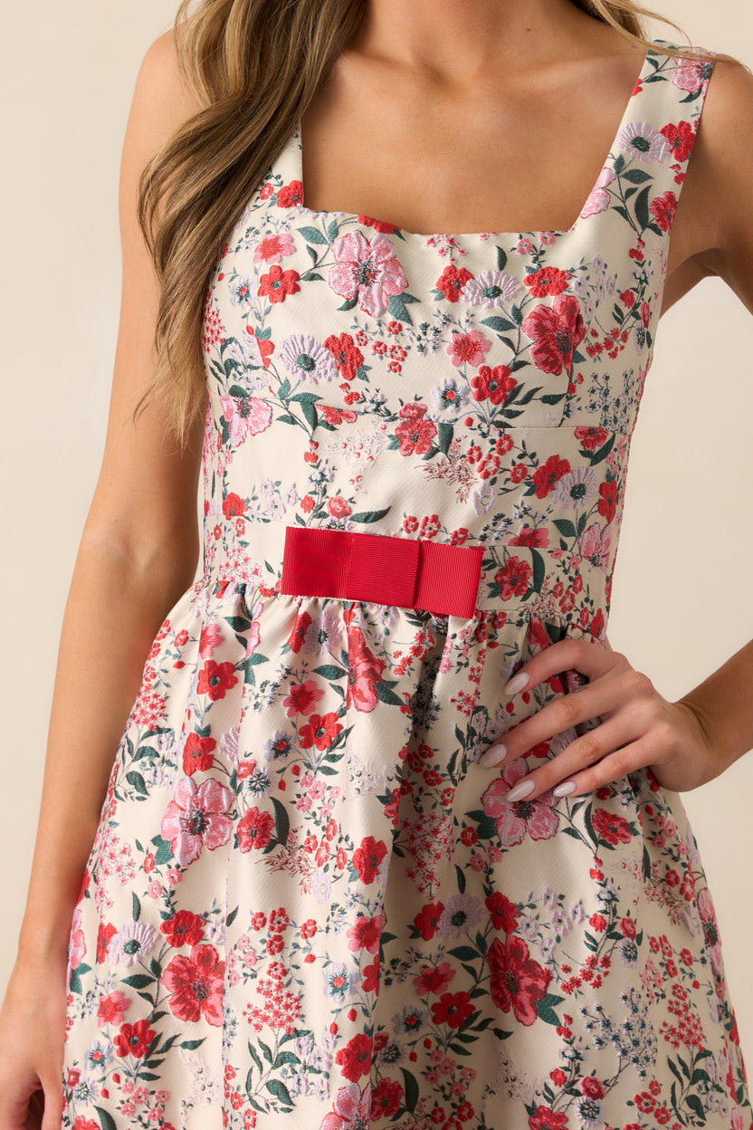 Red Floral Midi Dress - All Dresses | Red Dress