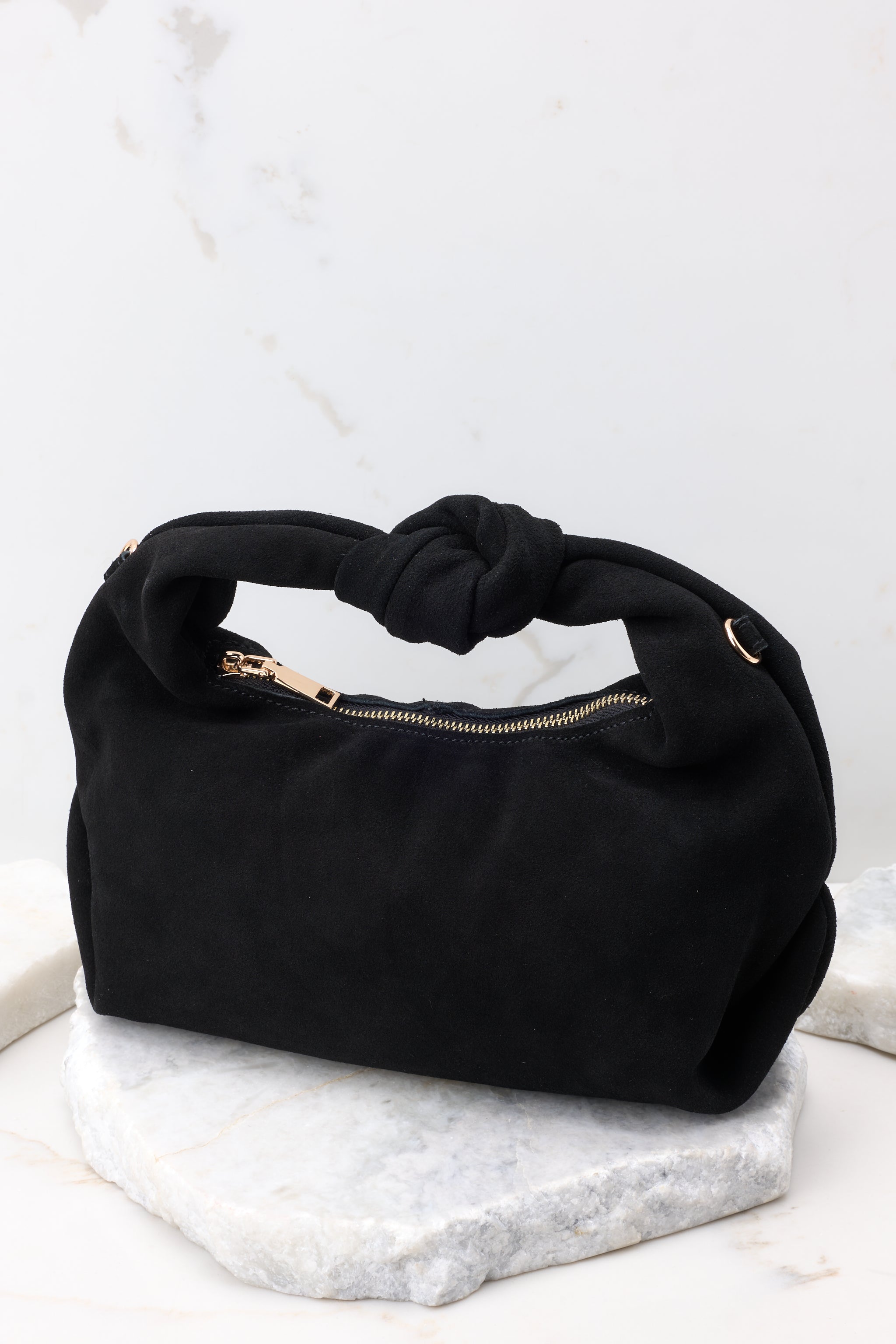 Knot Handle Black Handbag - All Accessories | Red Dress