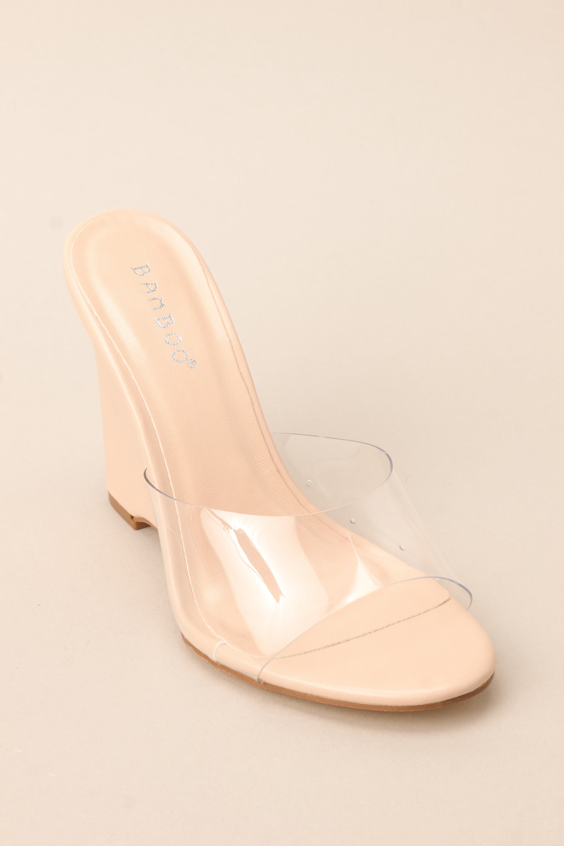 Clear & Beige Wedged High Heels - All Heels | Red Dress