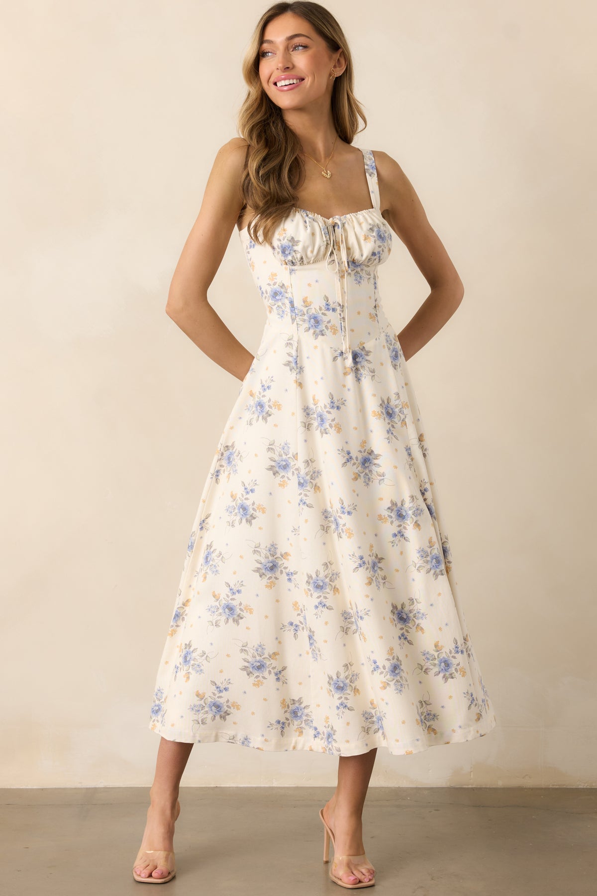 Periwinkle Floral Corset Maxi Dress - Romantic Dresses | Red Dress