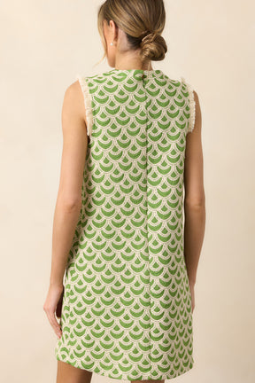 Light Green Embroidered Mini Dress - Shift Dresses | Red Dress