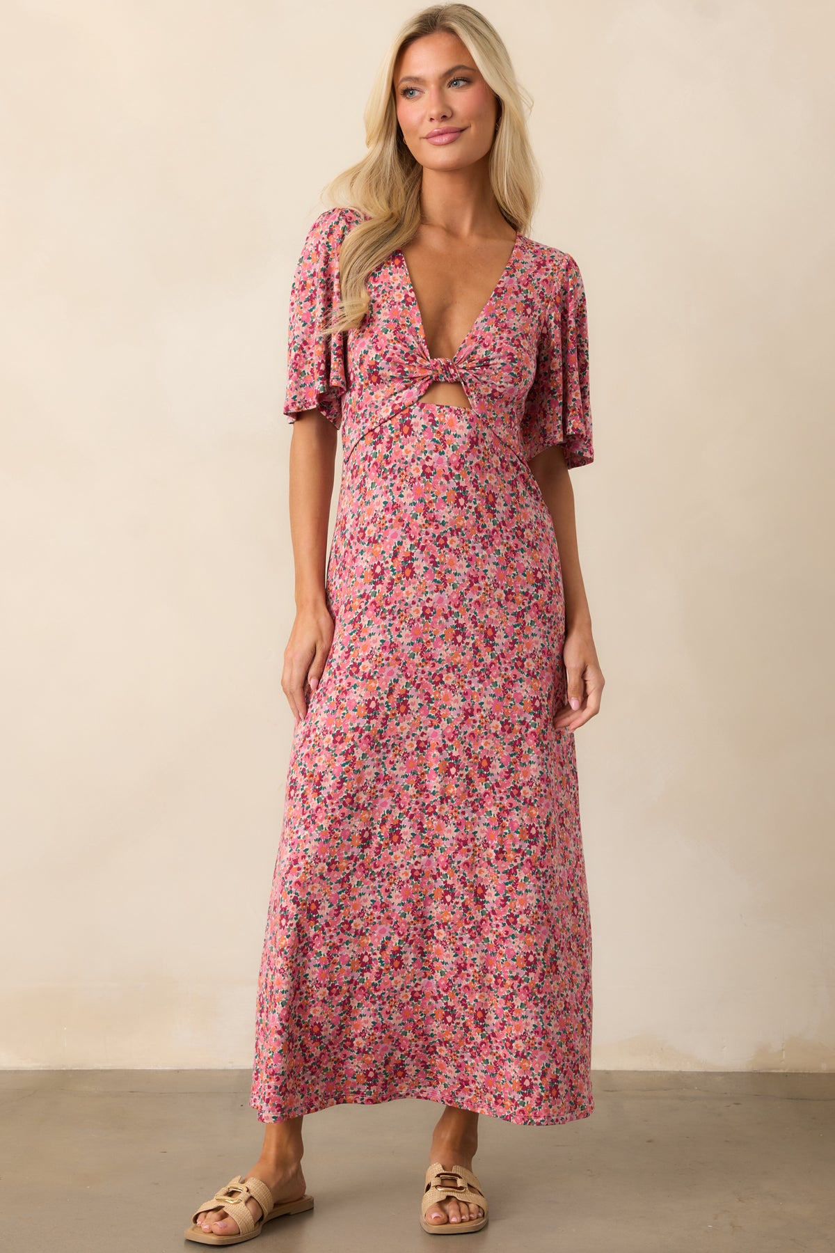 Z Supply Mavis Dulce Floral Midi Dress In Rose Mauve | Red Dress