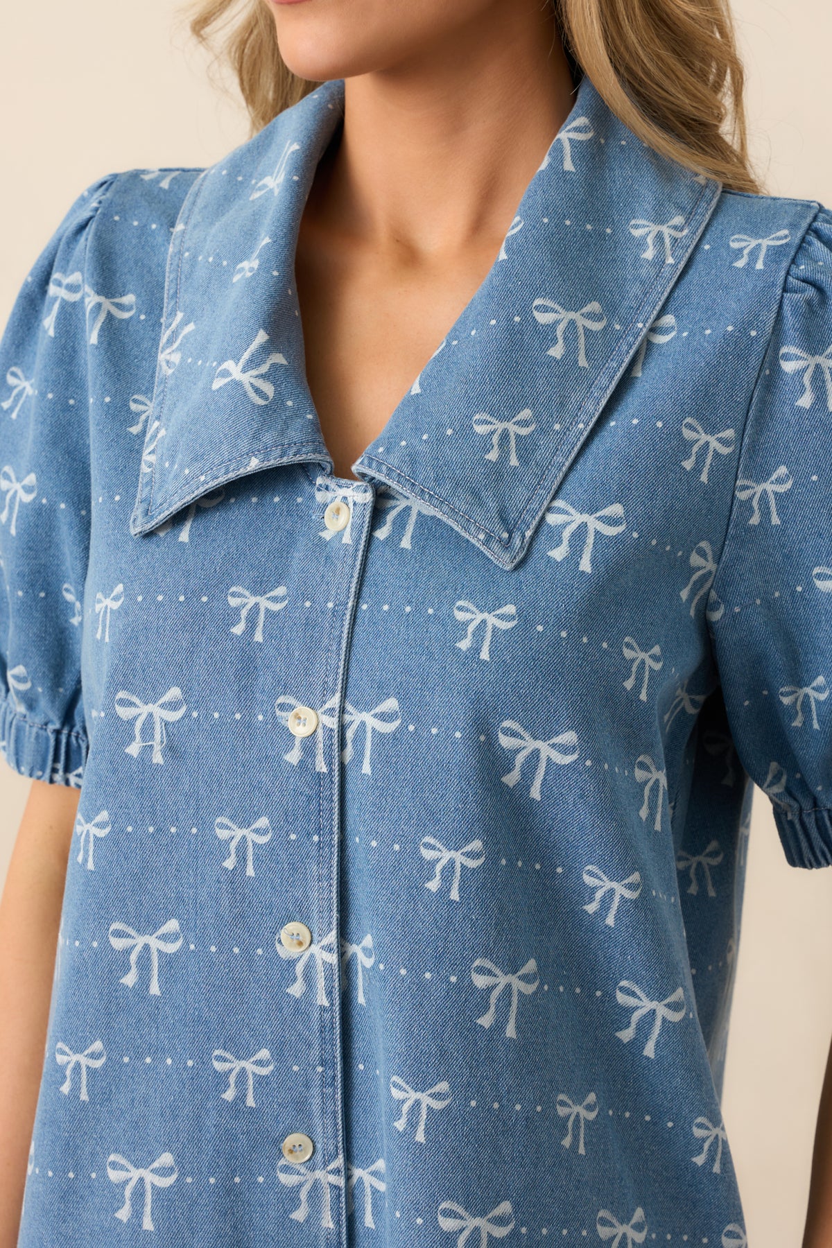 Medium Wash Denim Button Front Dress - Mini Dress | Red Dress