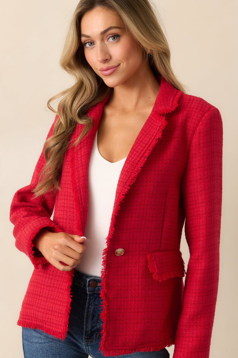 Red Tweed Blazer - All Outerwear | Red Dress