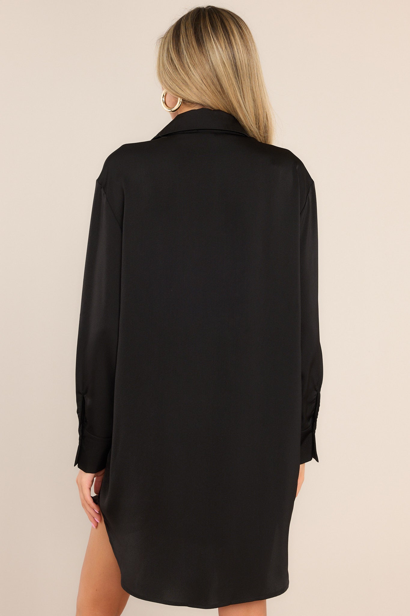 Black Long Sleeve Button Down Tunic - All Dresses | Red Dress