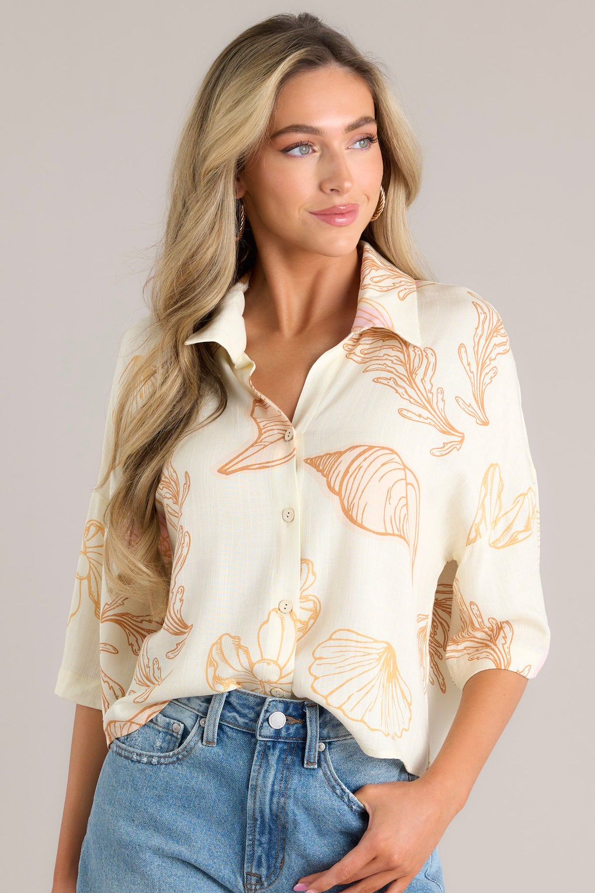 Orange Tropical Print Crop Top - All Tops | Red Dress