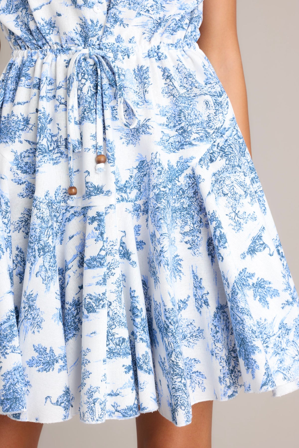 Blue & White Toile Mini Dress - All Dresses | Red Dress