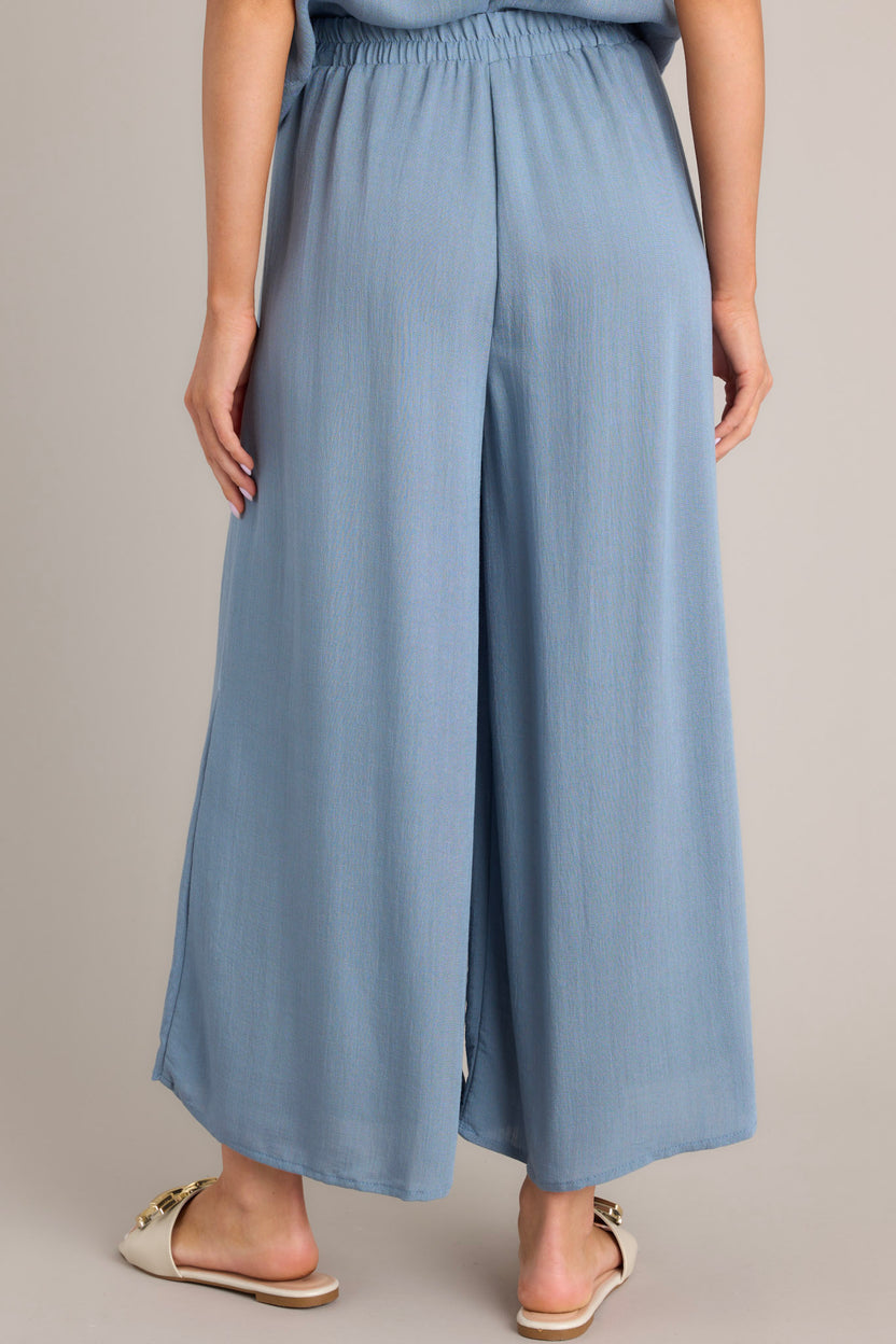 Slate Blue Lightweight Elastic Waist Pants - All Bottoms | Red Dress