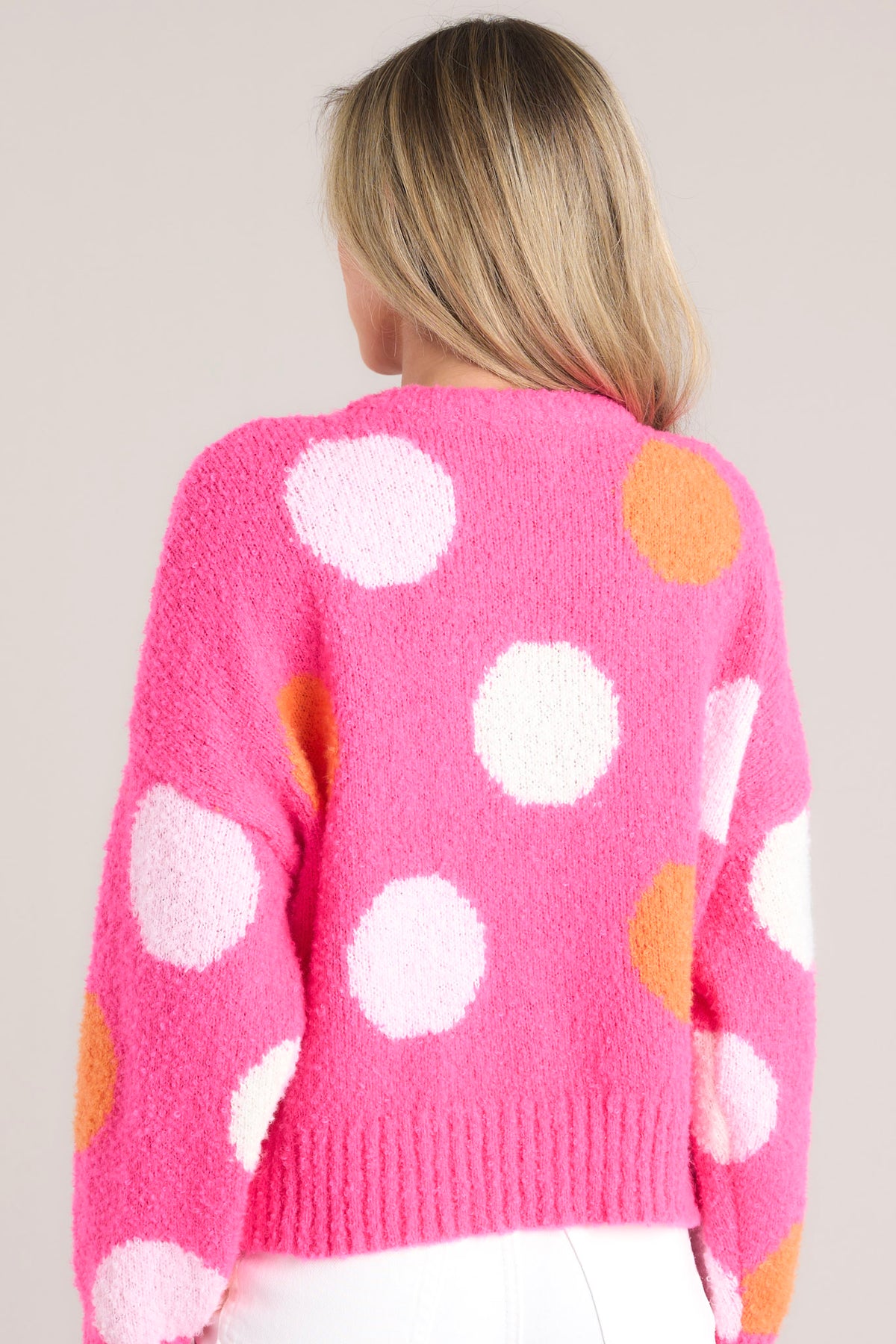 Sweet Nothings Hot Pink Polka Dot Sweater - All Tops | Red Dress