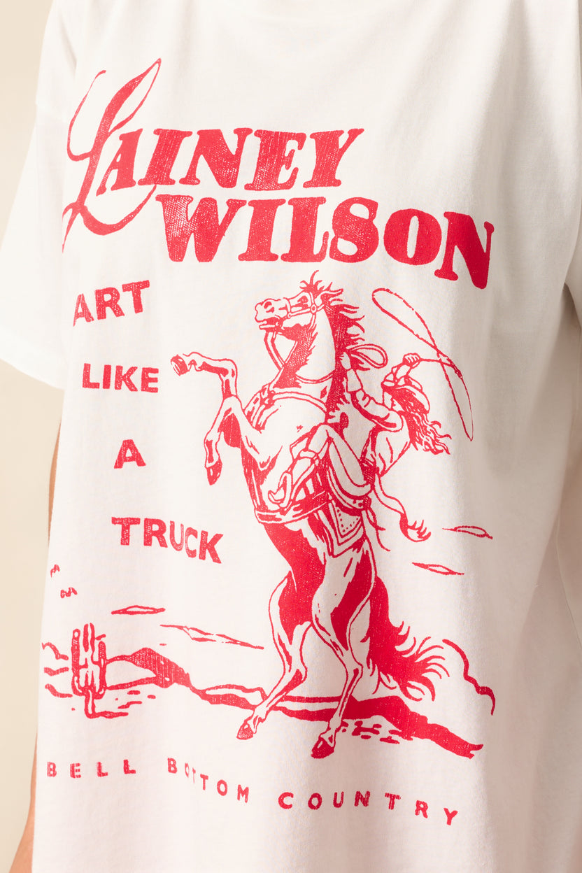 Daydreamer Lainey Wilson Country Merch Tee In White | Red Dress