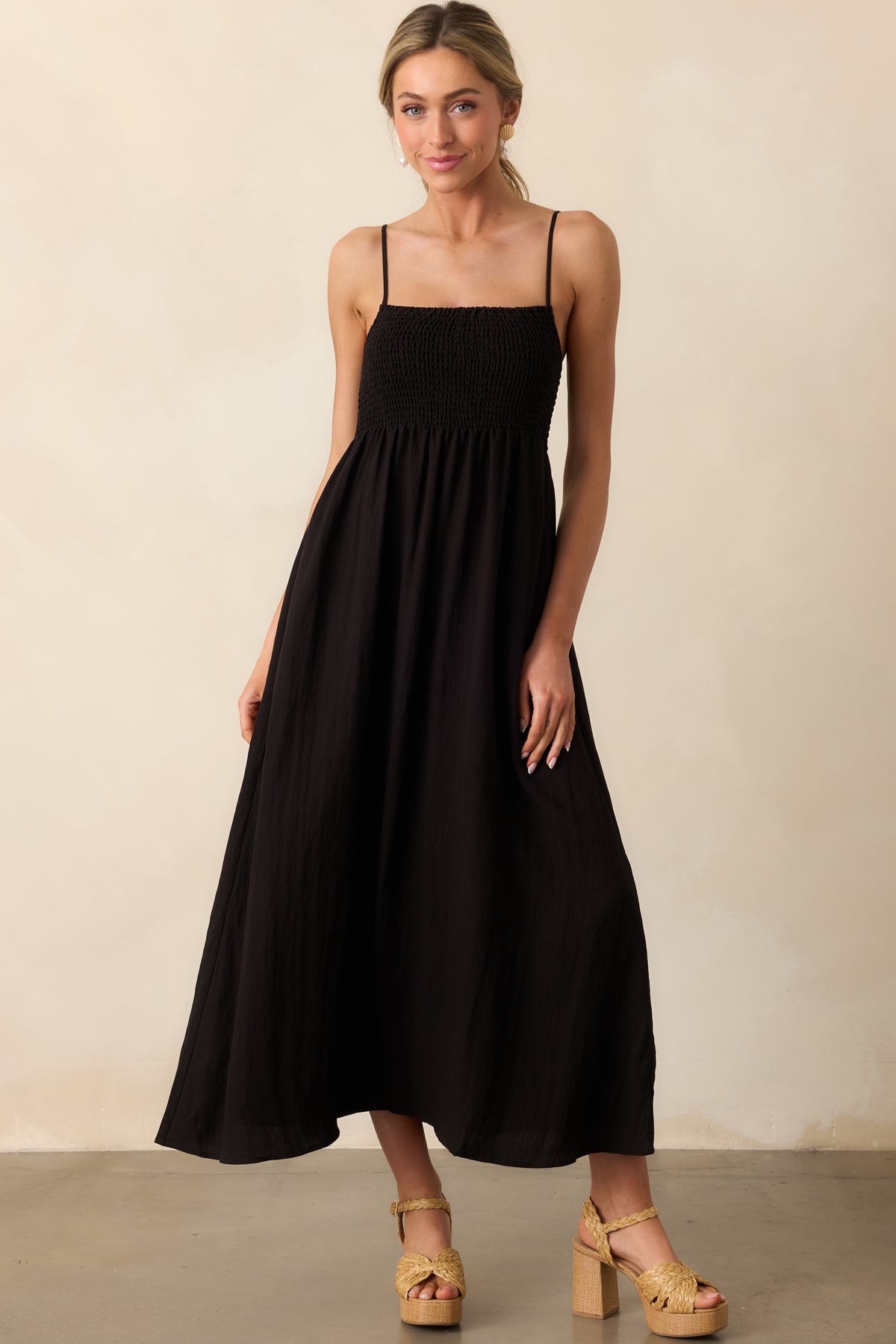 Z Supply Beachside Midi Dress In Black | Red Dress