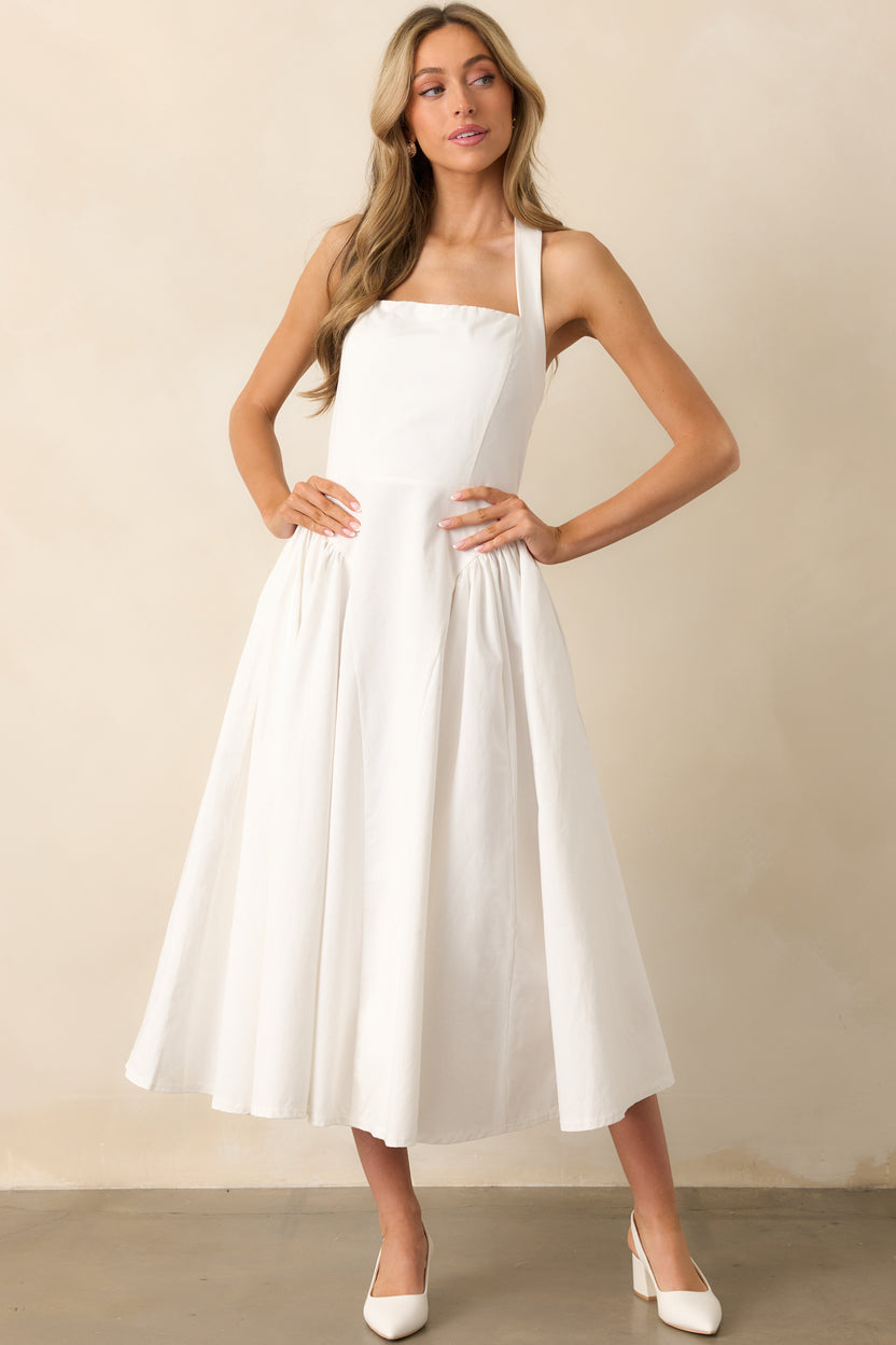 White Cotton Drop Waist Maxi Dress - Halter Dresses | Red Dress
