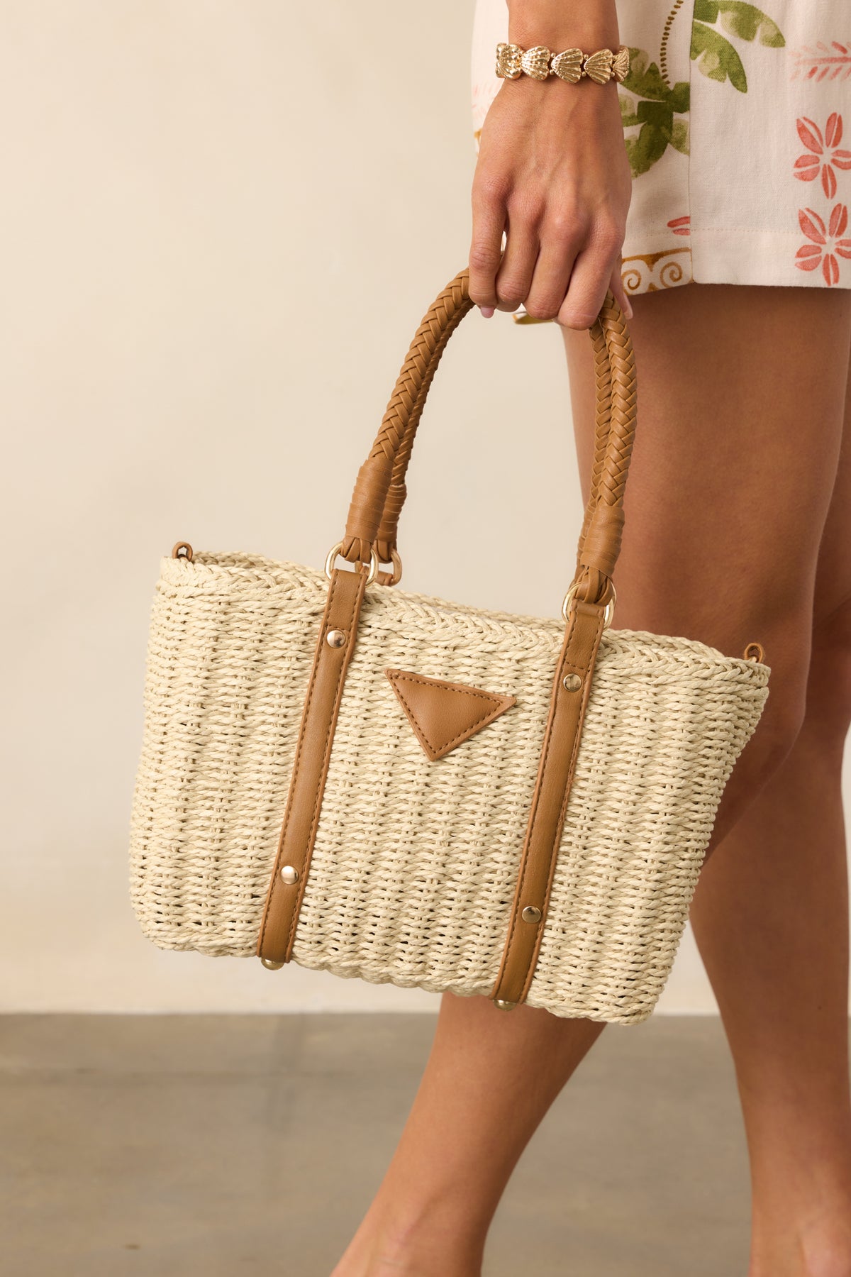 Ivory Rattan Woven Handbag - All Handbags | Red Dress