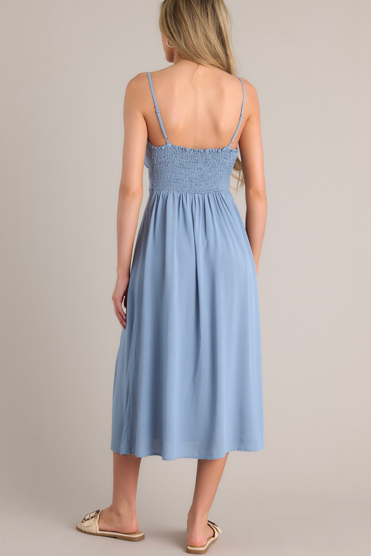 Lightweight Ash Blue Midi Dress - All Dresses | Red Dress