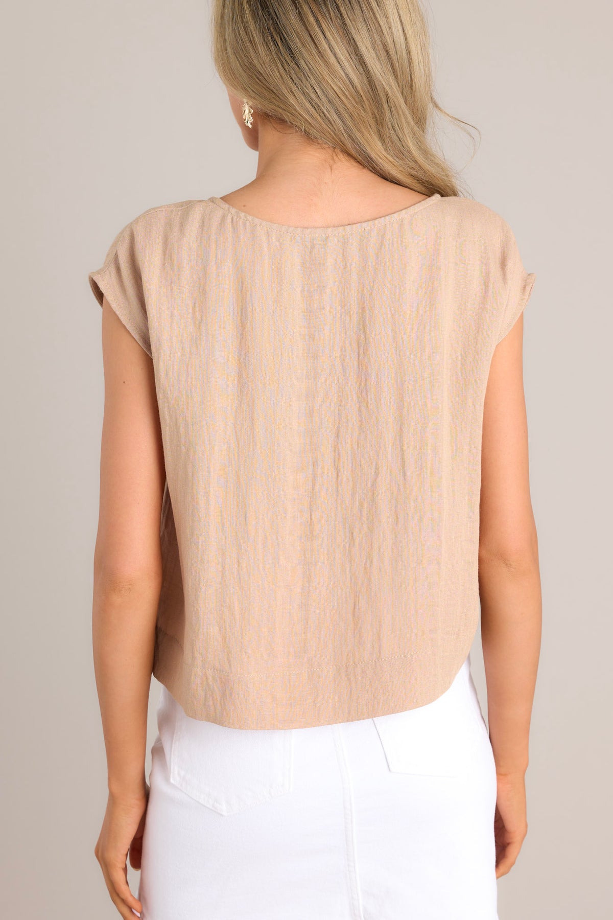 Tan Cap Sleeve Lightweight Top - All Clothing | Red Dress