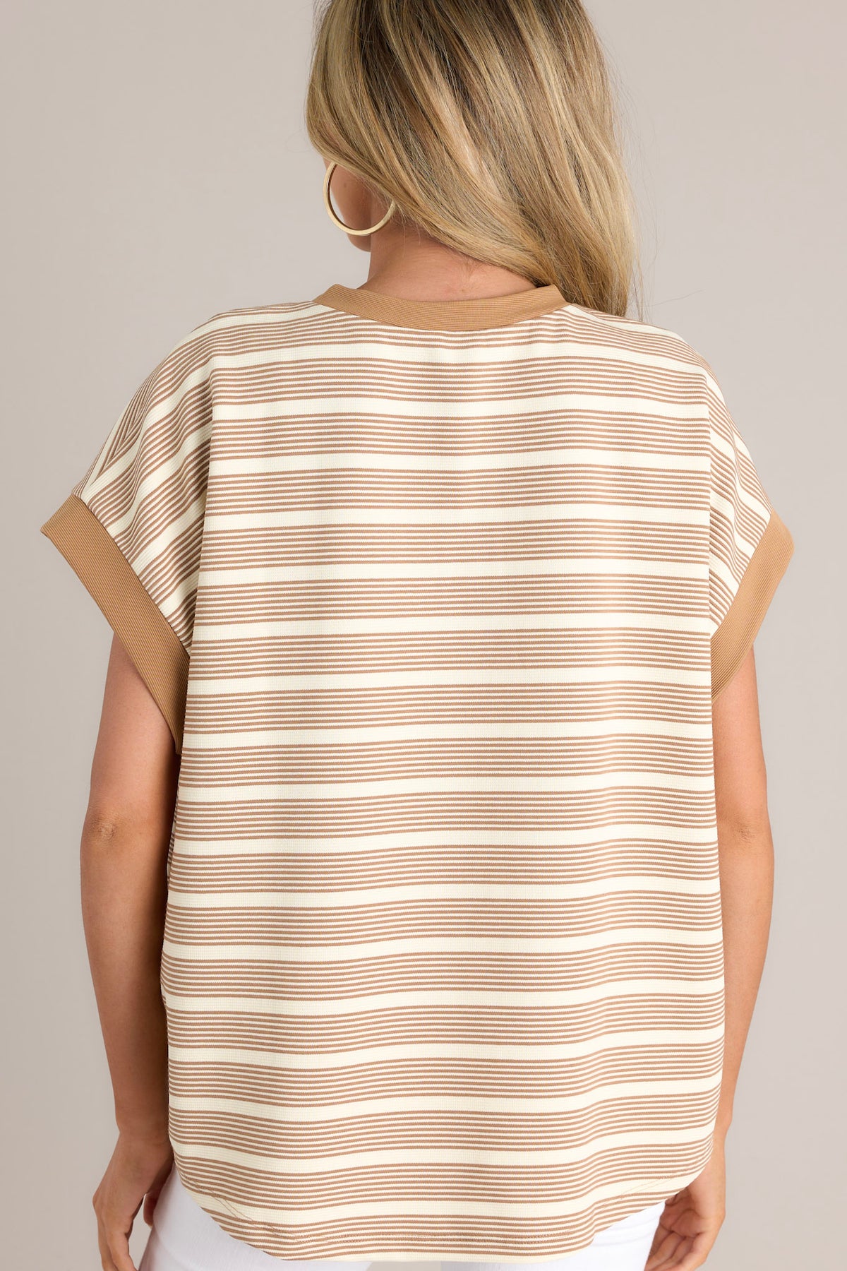 Unique Camel Stripe Top - All Tops | Red Dress