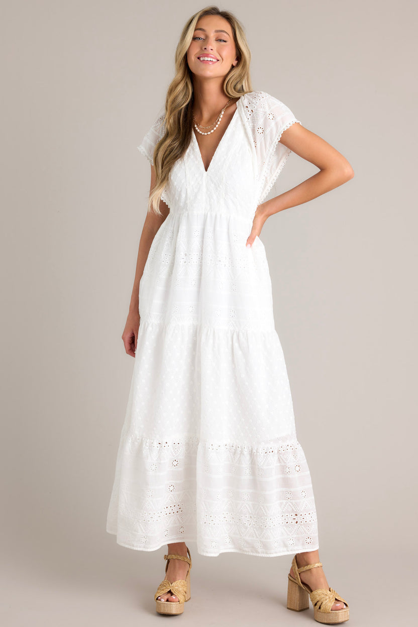 White Eyelet Maxi Dress - All Dresses | Red Dress
