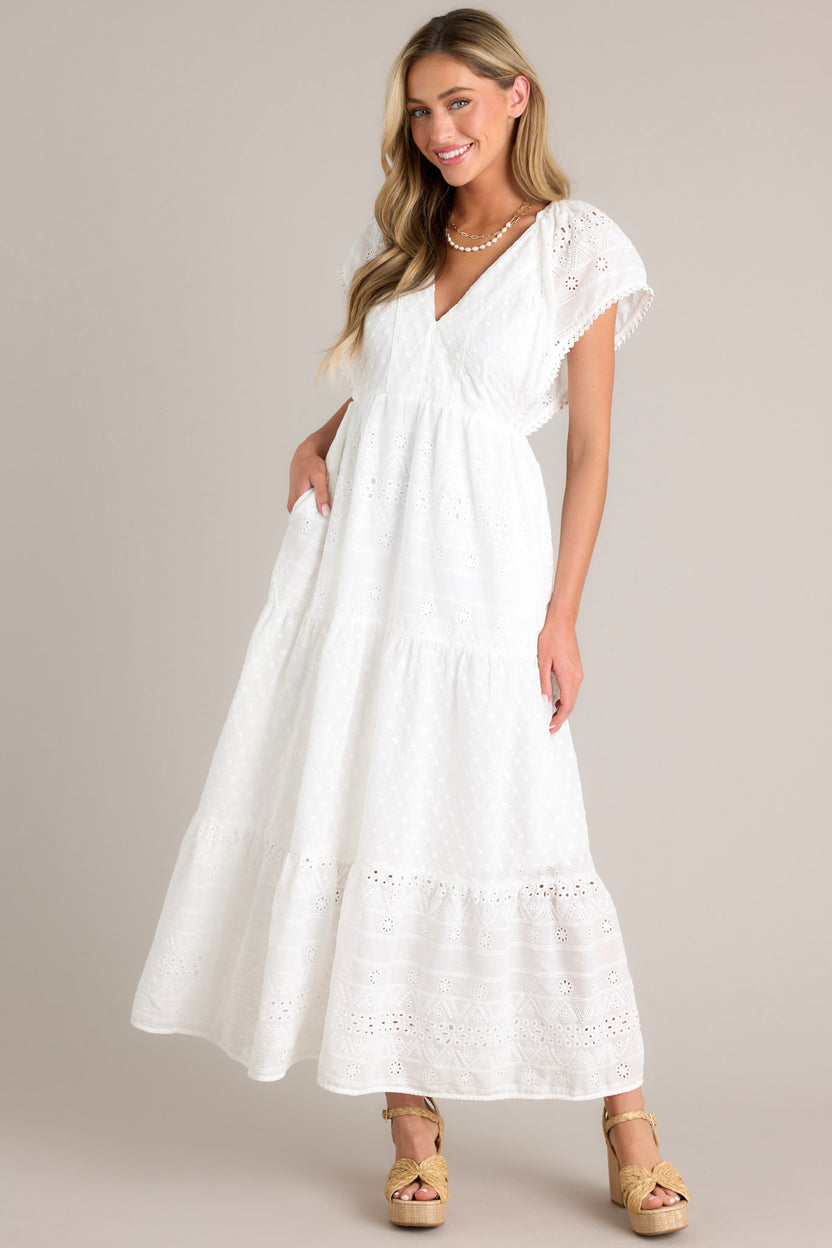 White Eyelet Maxi Dress - All Dresses | Red Dress
